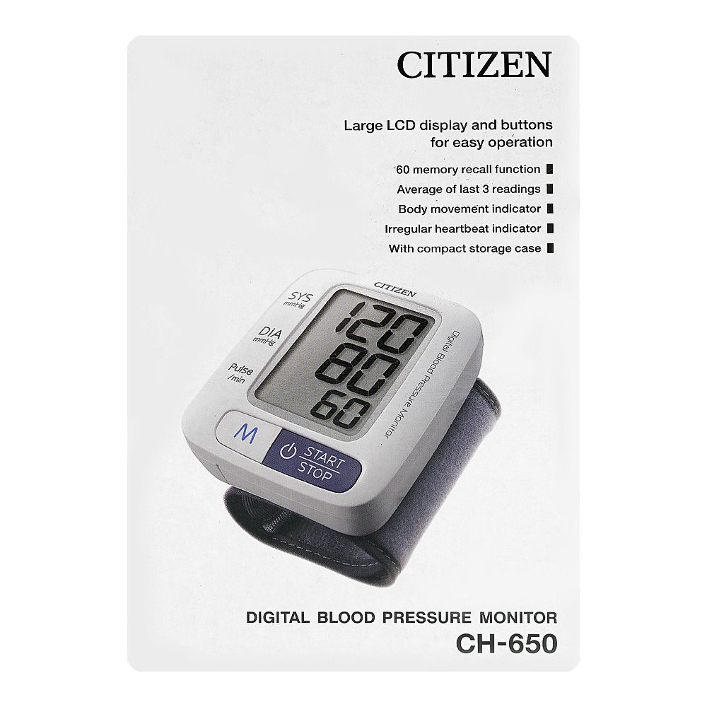 Citizen Digital Blood Pressure Monitor, Ch-650