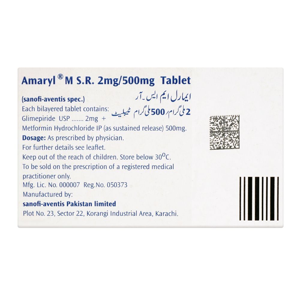 Buy Sanofi-Aventis Amaryl-M S.R Tablet, 2mg/500mg, 30-Pack Online at ...