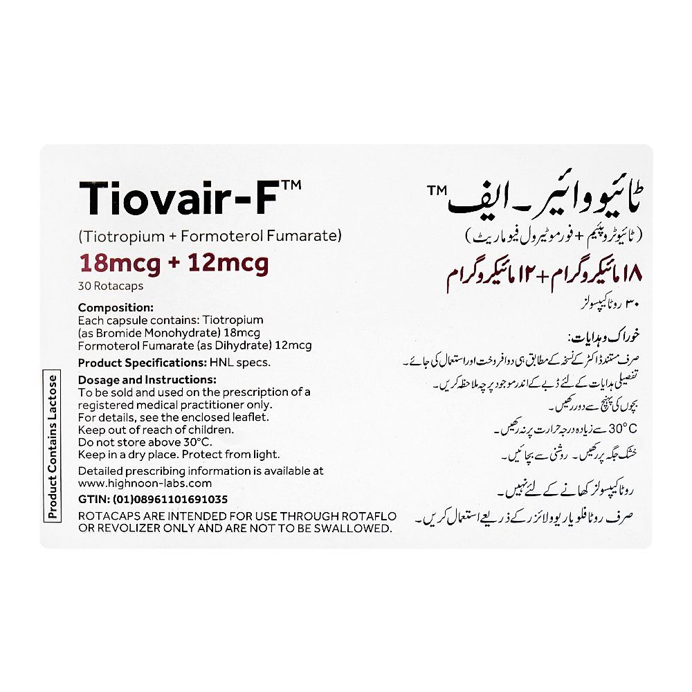 Highnoon Laboratories Tiovair-F Capsule, 18mcg + 12mcg, 30-Pack