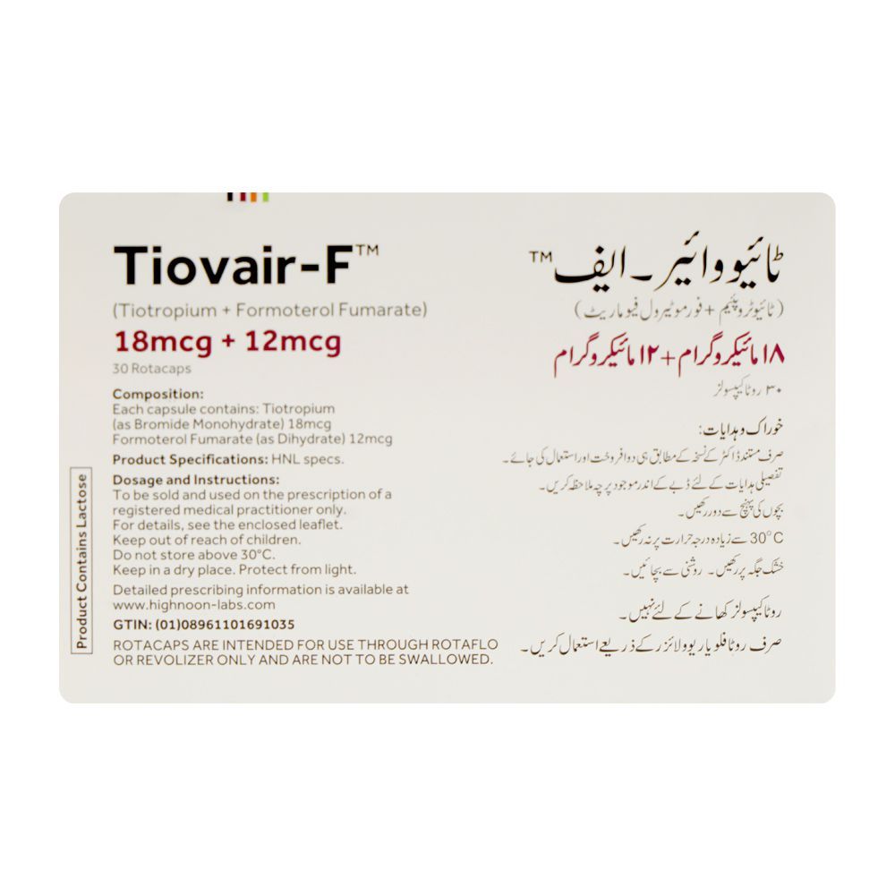 Highnoon Laboratories Tiovair-F Capsule, 18mcg + 12mcg, 30-Pack