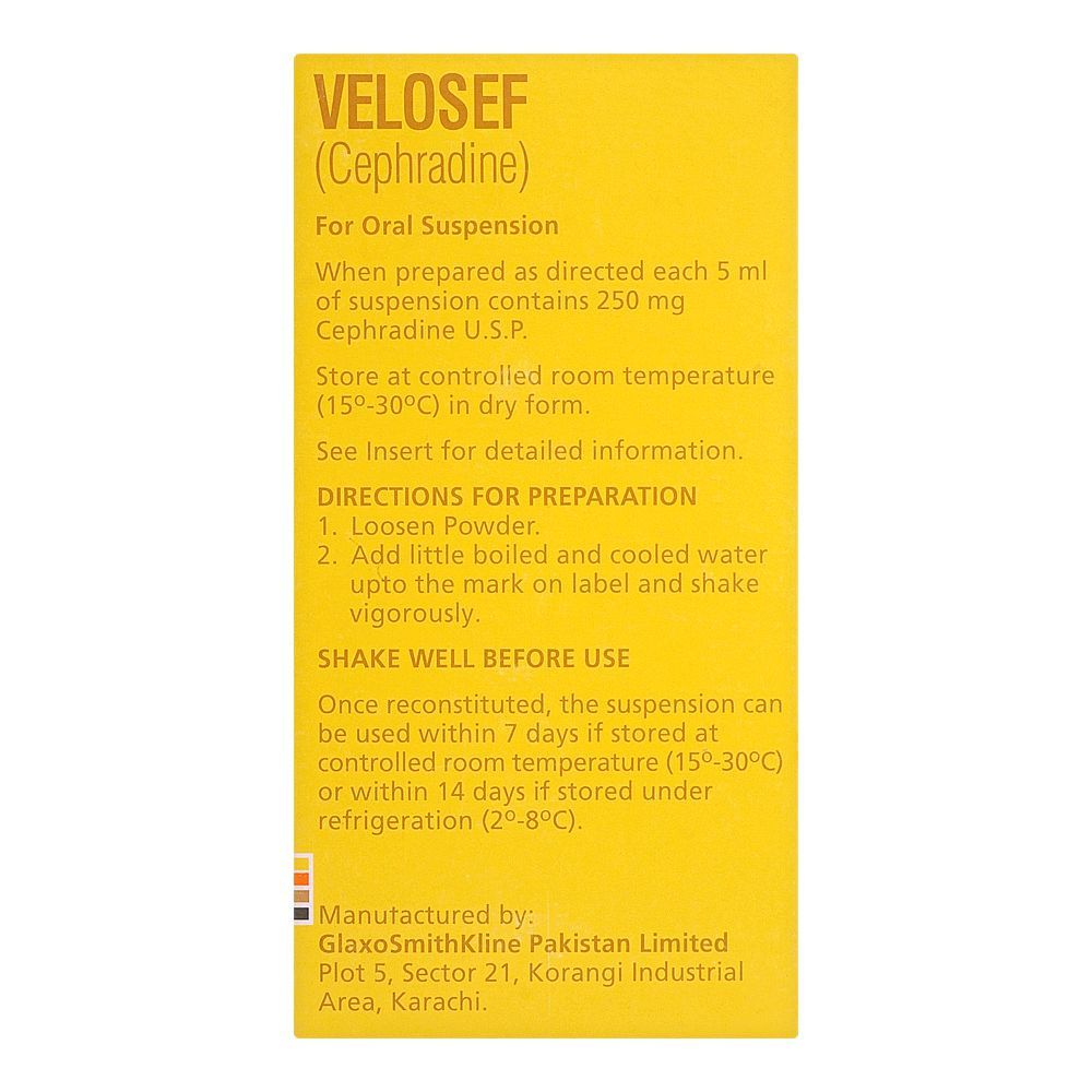 Order GSK Velosef Suspension, 250mg/90ml Online at Special Price in ...