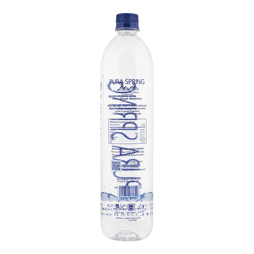Purchase Pura Spring Natural Spring Water Bottle, 1 Litre Online at ...