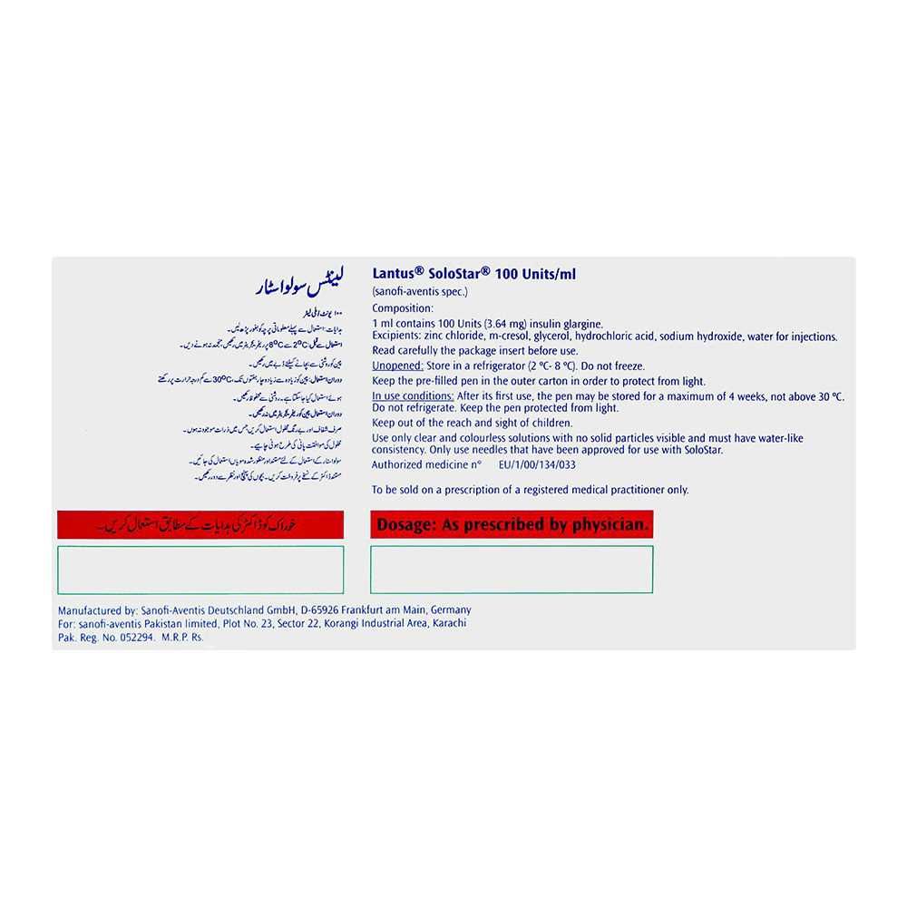 Buy Sanofi-Aventis Lantus Solostar 100 Units/Ml Injection, 3ml Online ...