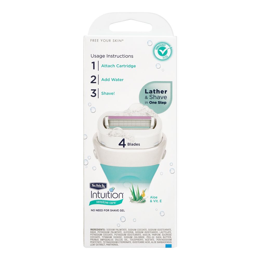 Buy Schick Intuition Sensitive Care Razor, 1 Razor + Travel Cap Online ...