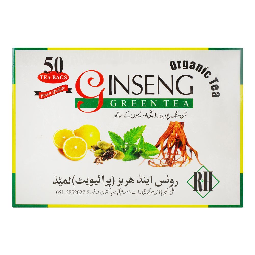 Buy Roots & Herbs Green Tea With Ginseng, Mint, Cardamom & Lemon, 50 ...