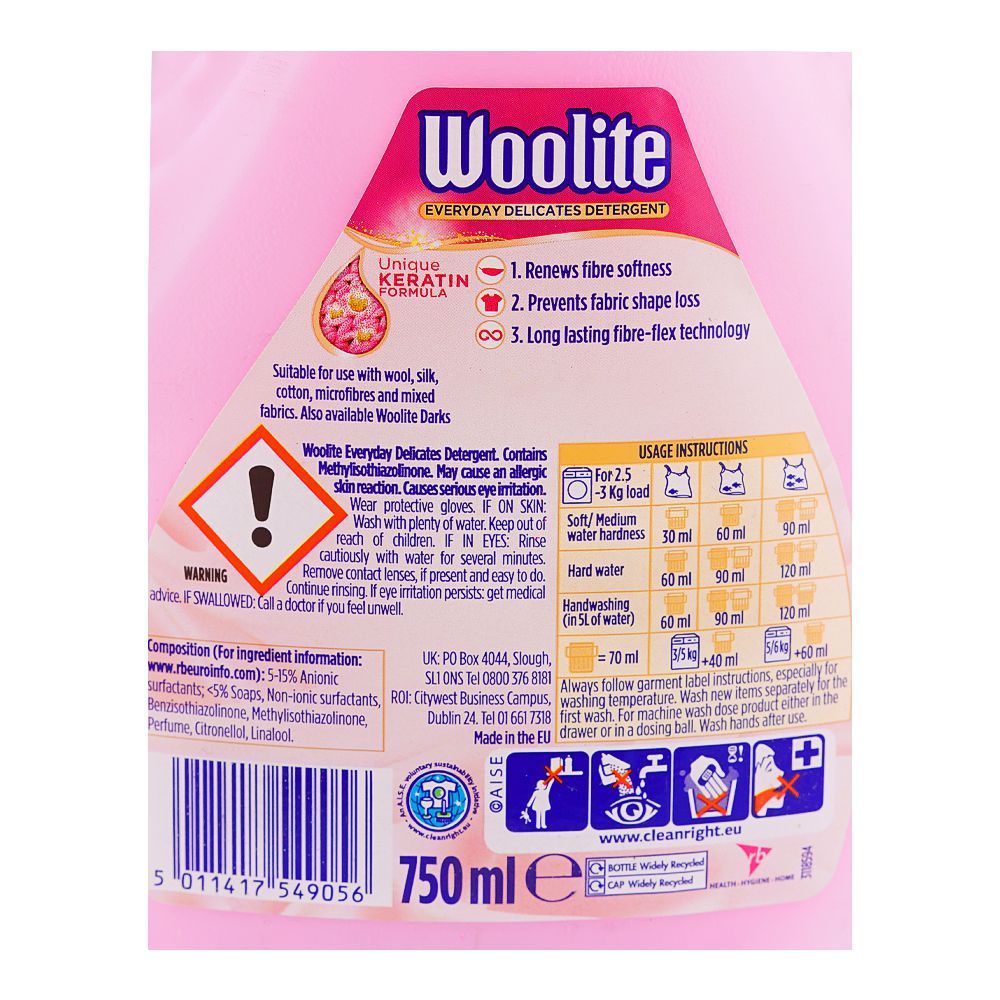 Woolite Everyday Delicates Hand & Machine Laundry Liquid Detergent, 750ml