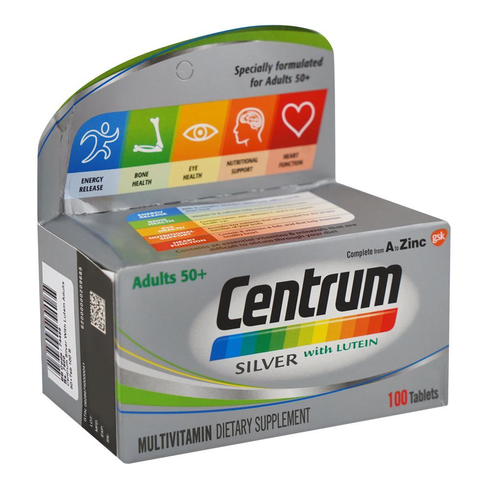 Centrum Silver With Lutein Adults 50+ Multivitamin Tablet, 100-Pack