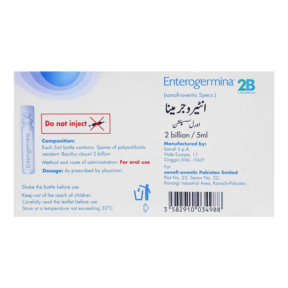 Order Sanofi-Aventis Enterogermina 2B, Anti-Diarrheal, 5ml Online at ...