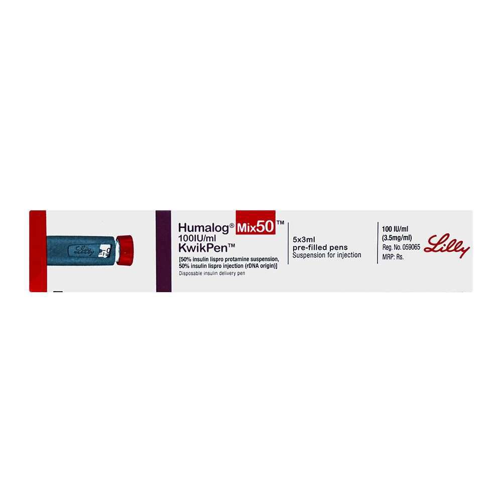 Buy Eli Lilly Humalog Mix 50 KwikPen, 100IU/ml, 3.5mg/ml, 3ml Online at ...