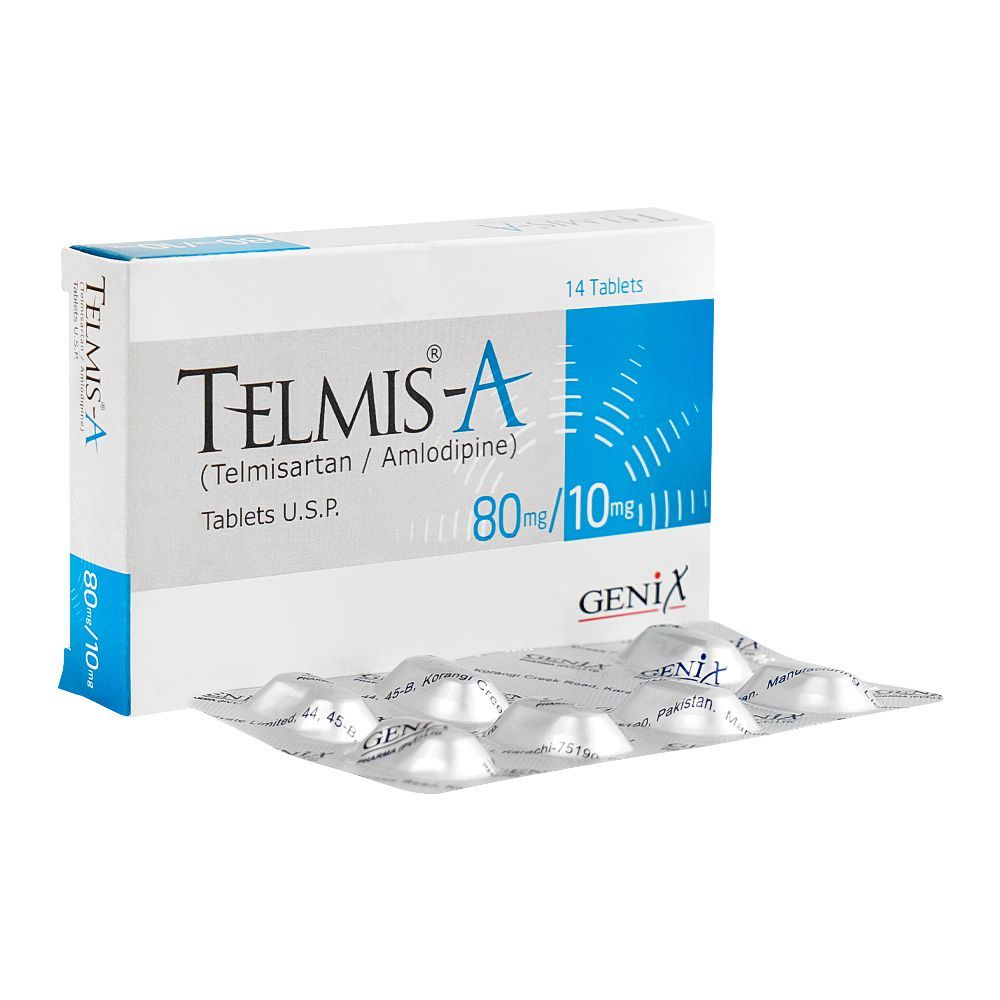 Genix Pharma Telmis-A Tablet, 80mg/10mg, 14-Pack