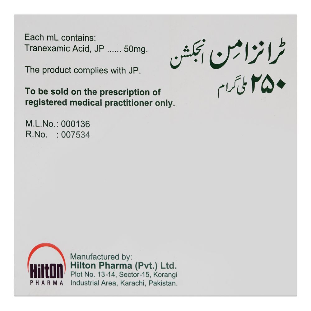 Transamin Injection 250mg 5ml, 10 Ampoules