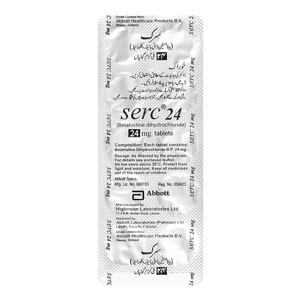 Abbott Serc Tablet, 24mg, 1-Strip