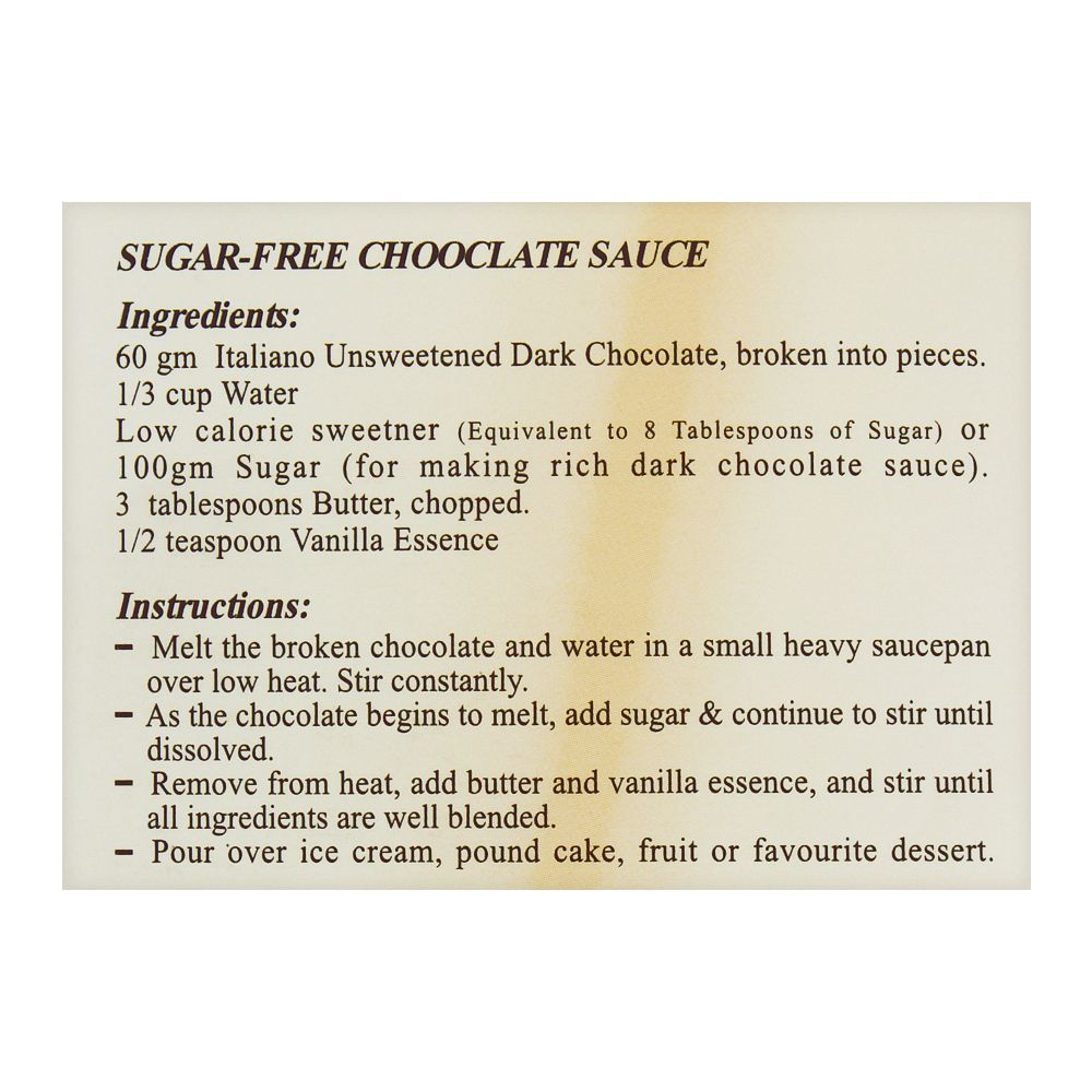 Buy Italiano Cooking Chocolate, Unsweetened Dark Chocolate, 100g Online ...