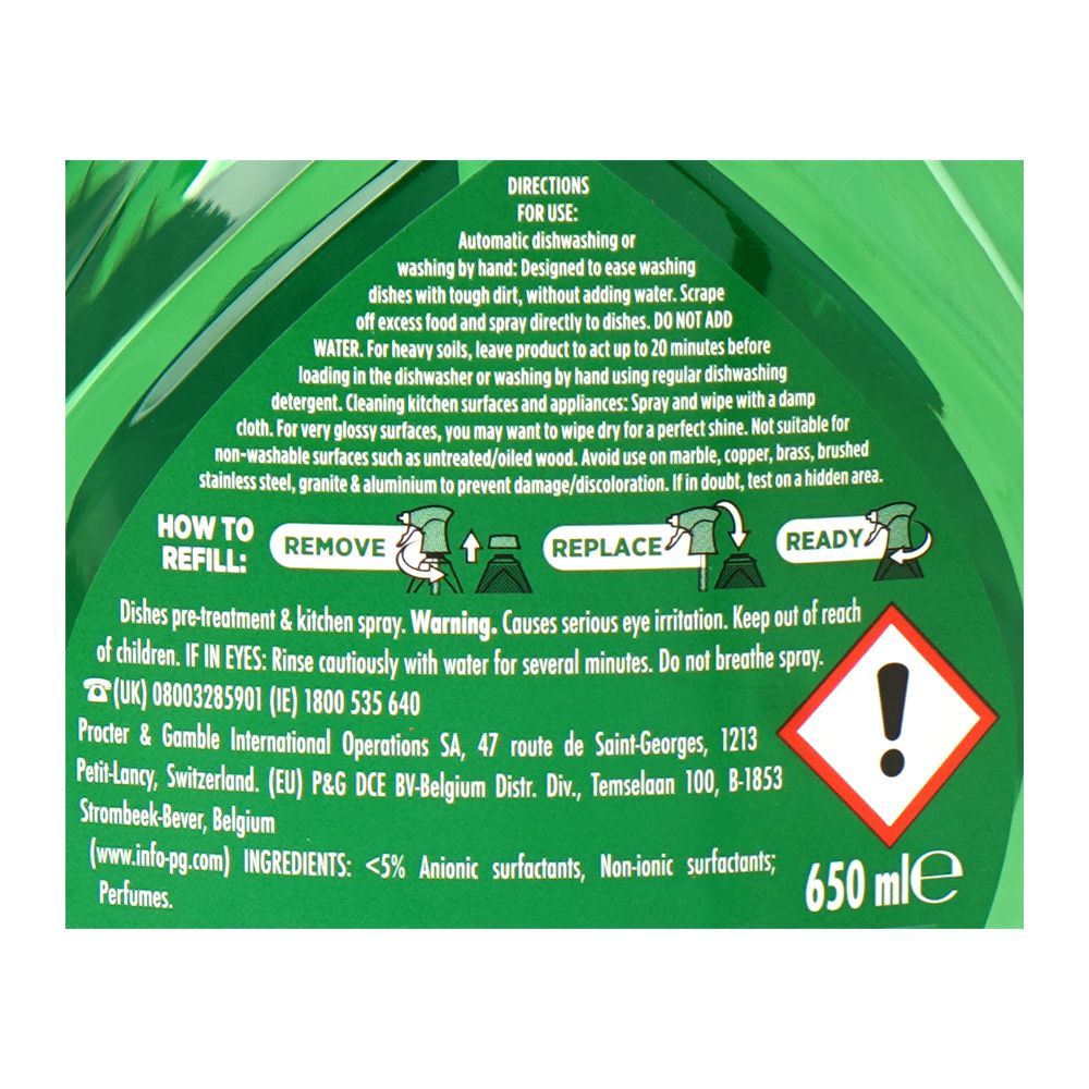 Fairy Skip The Soak Power Spray Fresh 650ml, Trigger