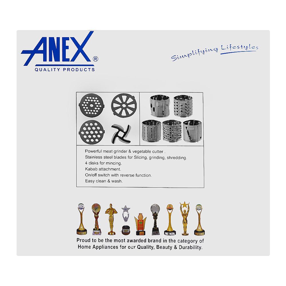 Purchase Anex Super Meat Grinder & Vegetable Cutter With 4 Disks, 1200W ...