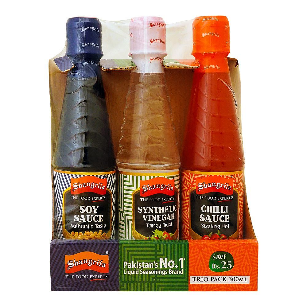 Buy Shangrila Trio Pack, Soy Sauce + Synthetic Vinegar + Chili Sauce ...