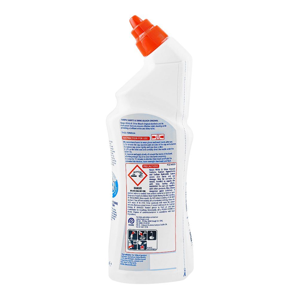 Harpic White & Shine Original Bleach, Toilet Cleaner, 750ml