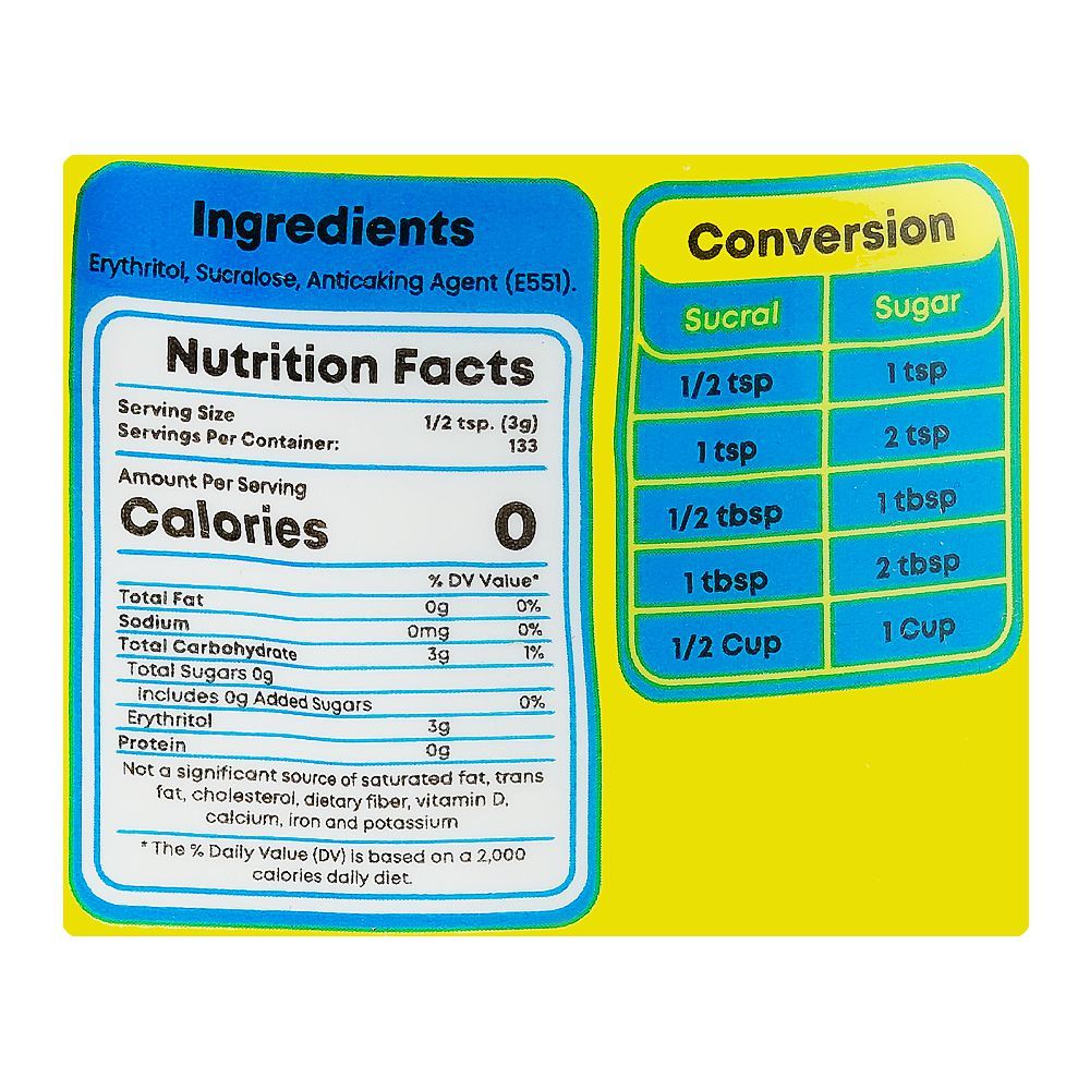 Sucral Zero Calories Sweetener Jar, 400g