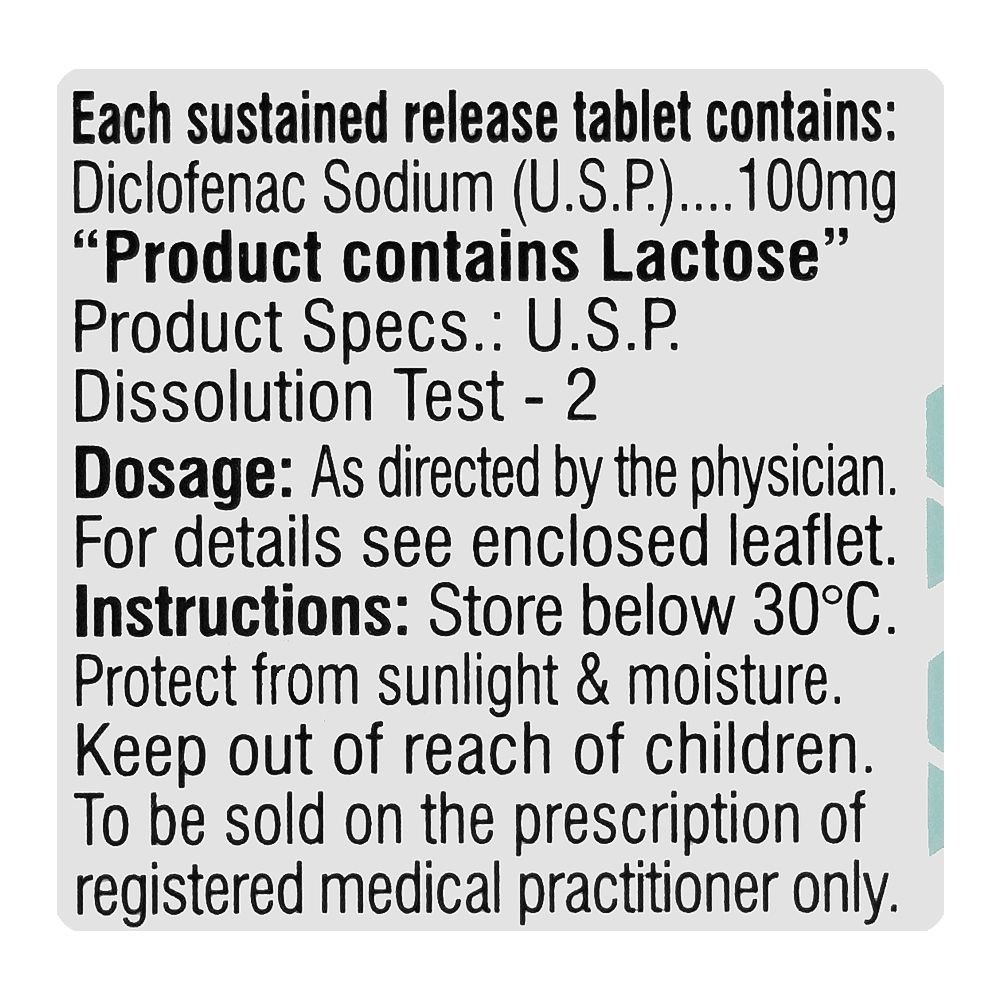 Yung Shin Pharmaceuticals Voren-Sr Tablet, 100mg, 1-Strip