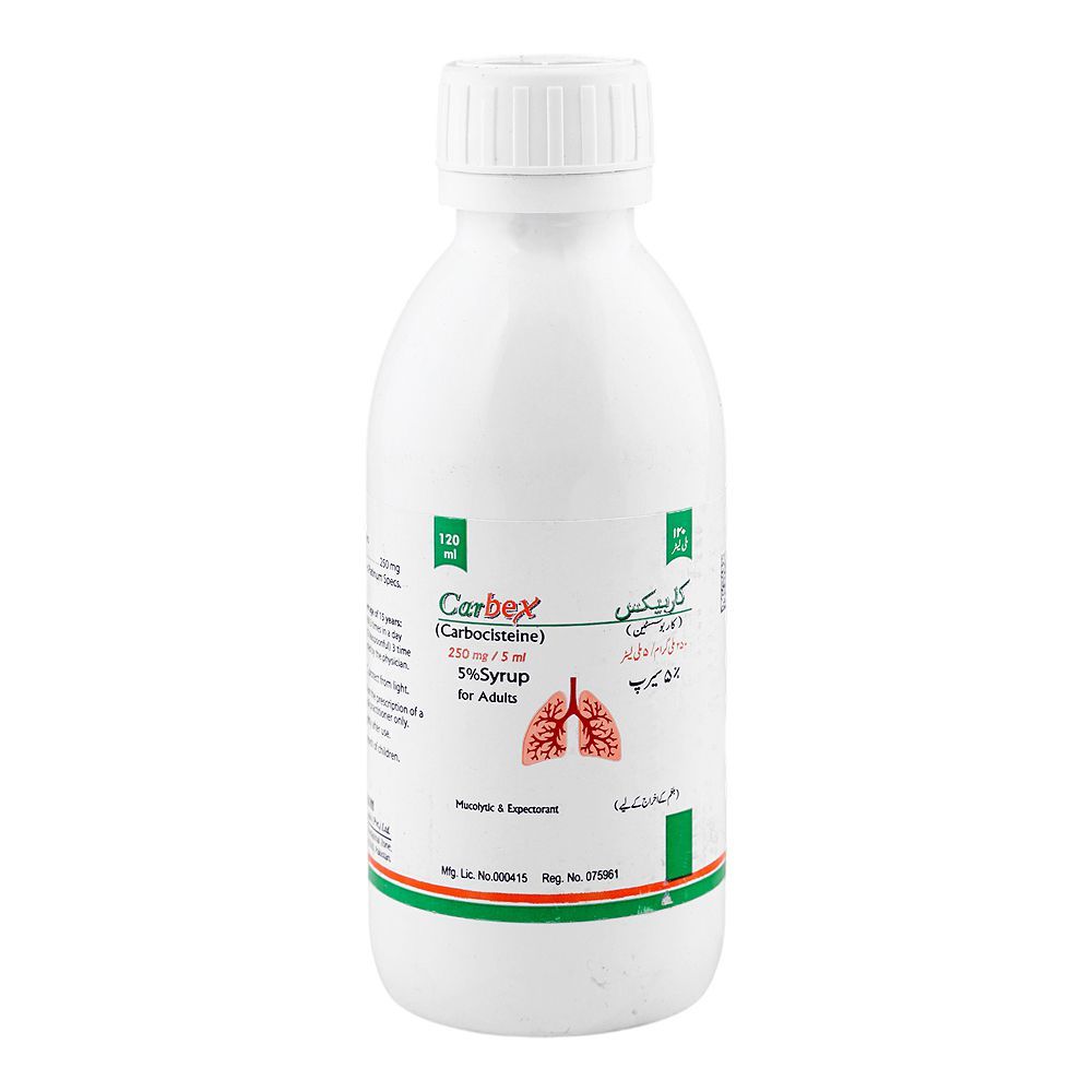 Platinum Pharmaceuticals Carbex Syrup, 250mg/5ml, 120ml