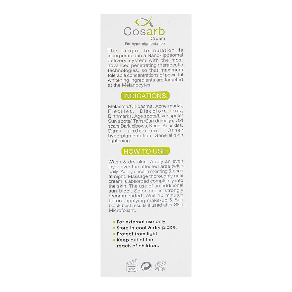 CosDerm Cosarb Skin Whitening Cream, For Hyperpigmentation, 35g
