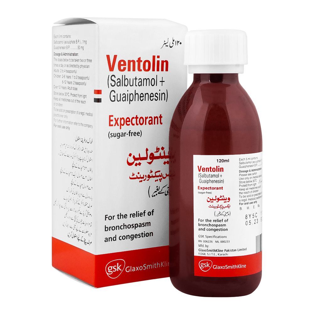 Order GSK Ventolin Expectorant Sugar-Free, 120ml Online at Special ...