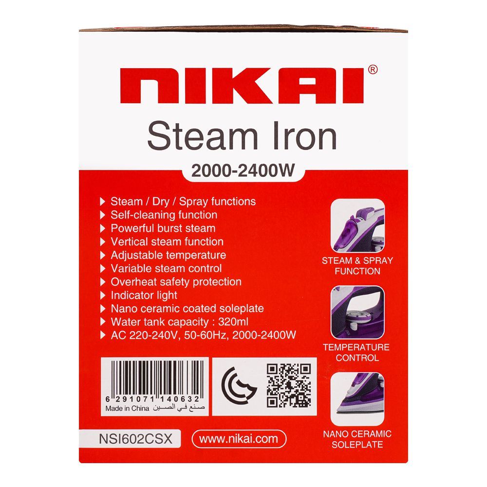 Order Nikai Steam Iron, 2000W, NSI-602CSX Online at Best Price in ...