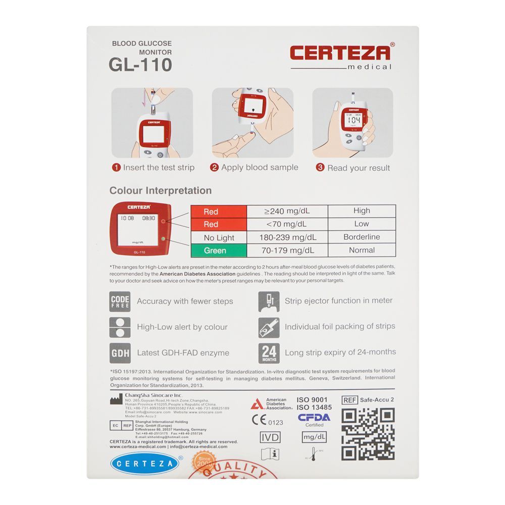 Certeza Blood Glucose Monitor, GL-110