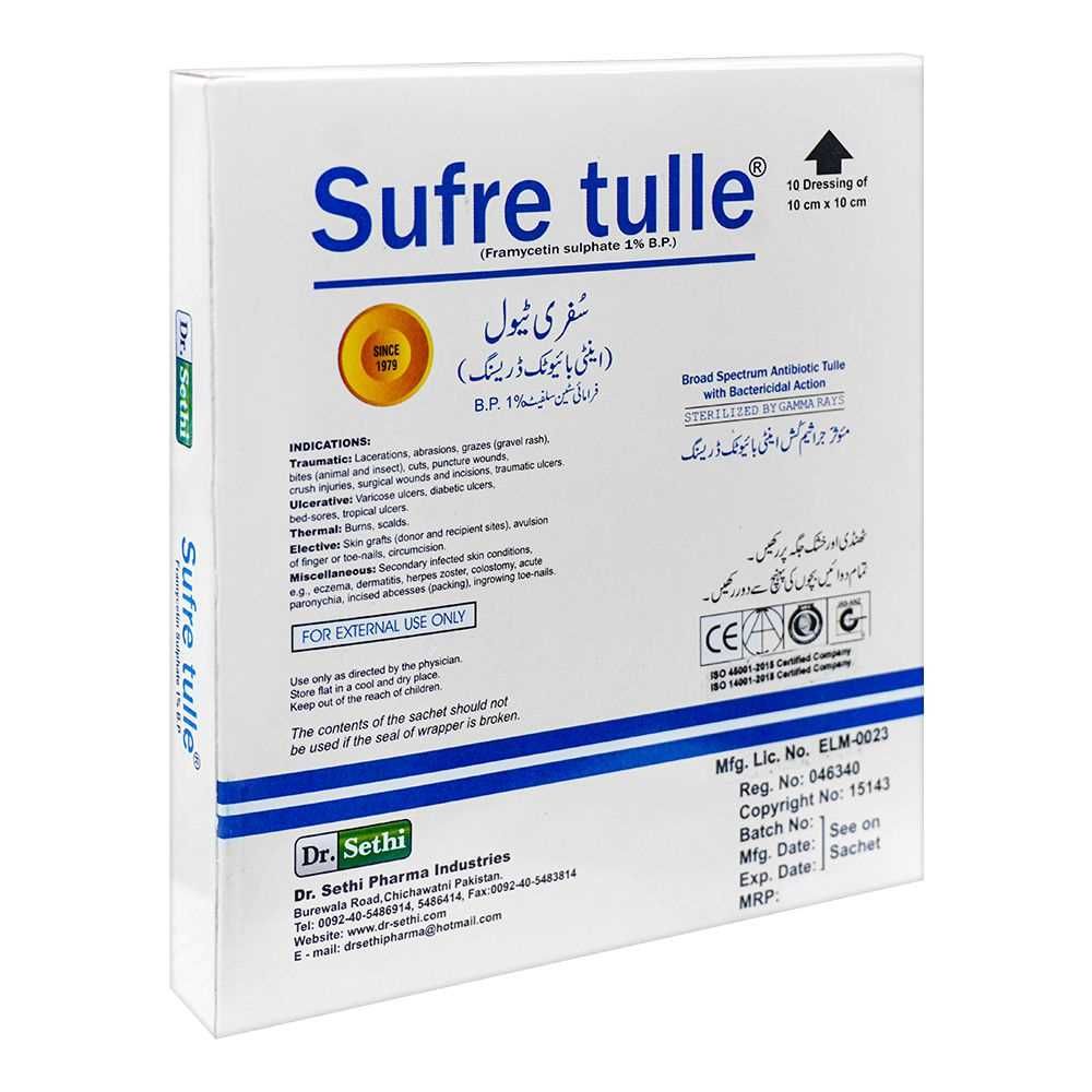 Order Dr. Sethi Pharma Sufre Tulle Dressing, 10 x 10cm Online at ...