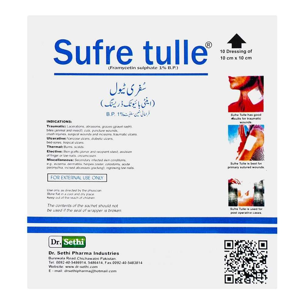 Order Dr. Sethi Pharma Sufre Tulle Dressing, 10 x 10cm Online at ...