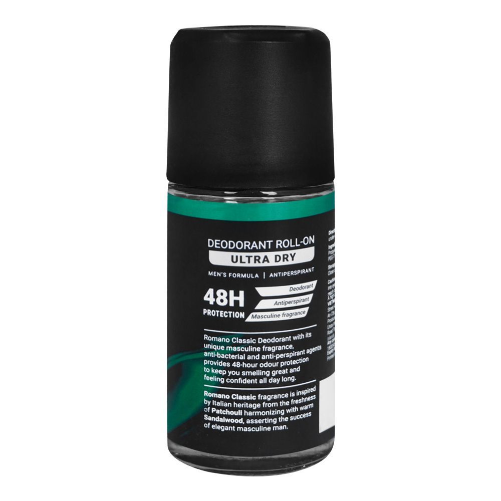 Purchase Romano Classic Ultra Dry 48H Deodorant Roll-On, For Men, 50ml ...