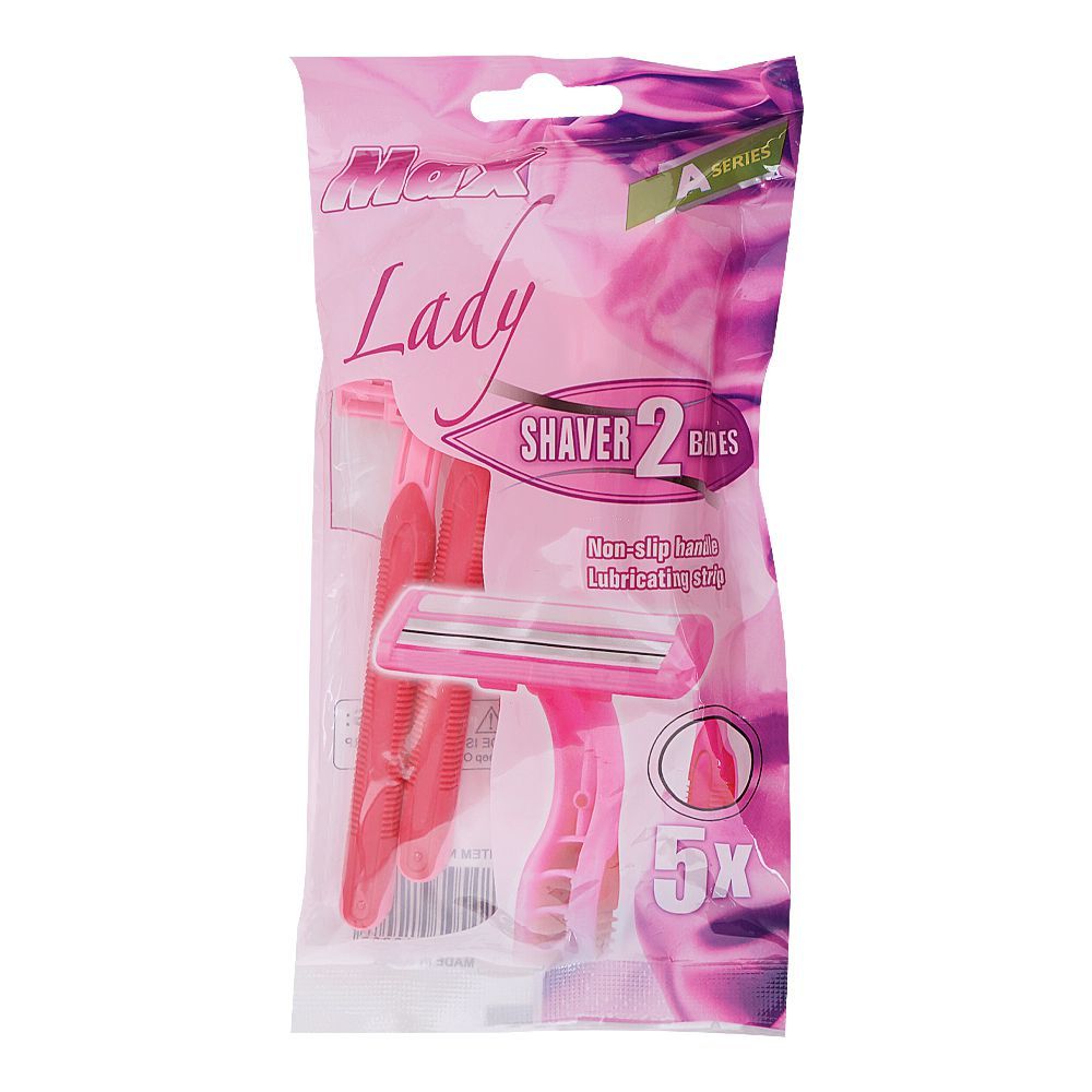 Max Lady Disposables 2 Blades Razor, For Women, 5-Pack
