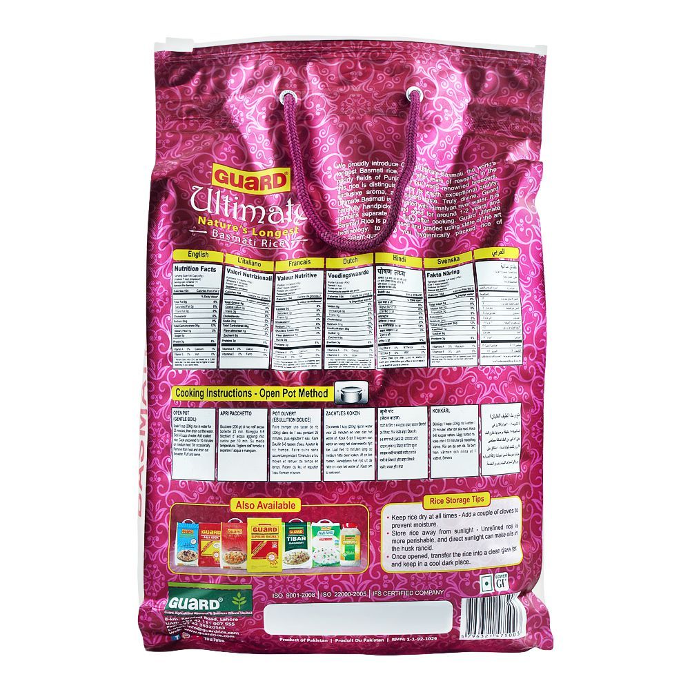 Buy Guard Ultimate Basmati Rice, Nature's Longest, 5 KG Online at Best ...