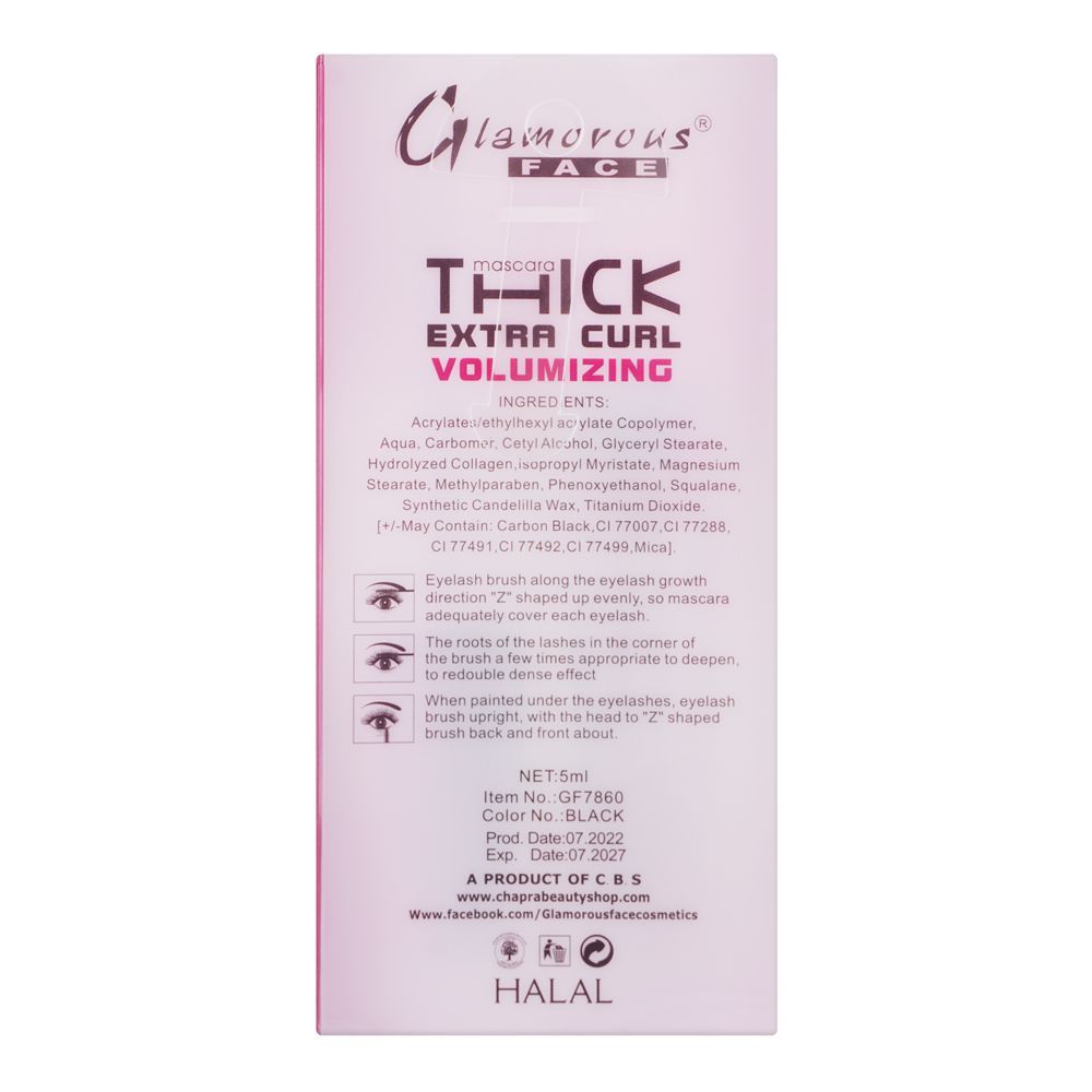 Buy Glamorous Face 4D Thick Extra Curl Volumizing Mascara, GF7860 ...