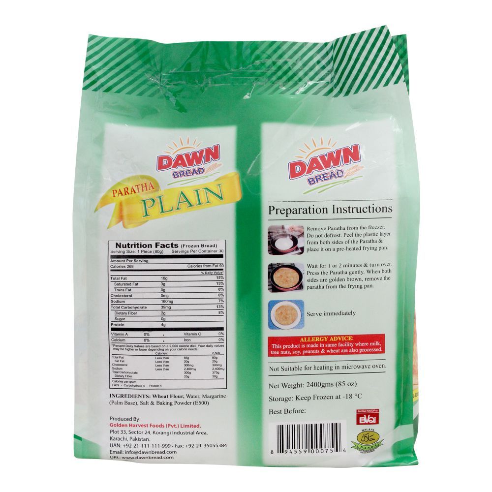Buy Dawn Plain Paratha, Value Pack, 30 Pieces, 2400g Online at Best ...