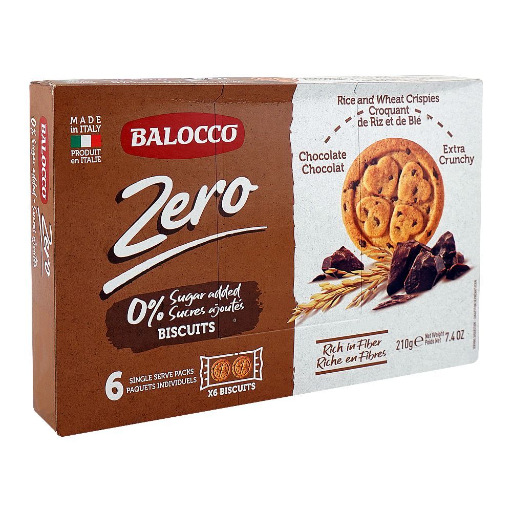 Balocco Zero Rice & Wheat Crispies Chocolate Biscuits, 0% Sugar Added ...
