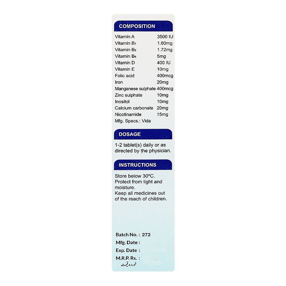 Vida Laboratories Roxvita Multivitamin Tablet, 30-Pack