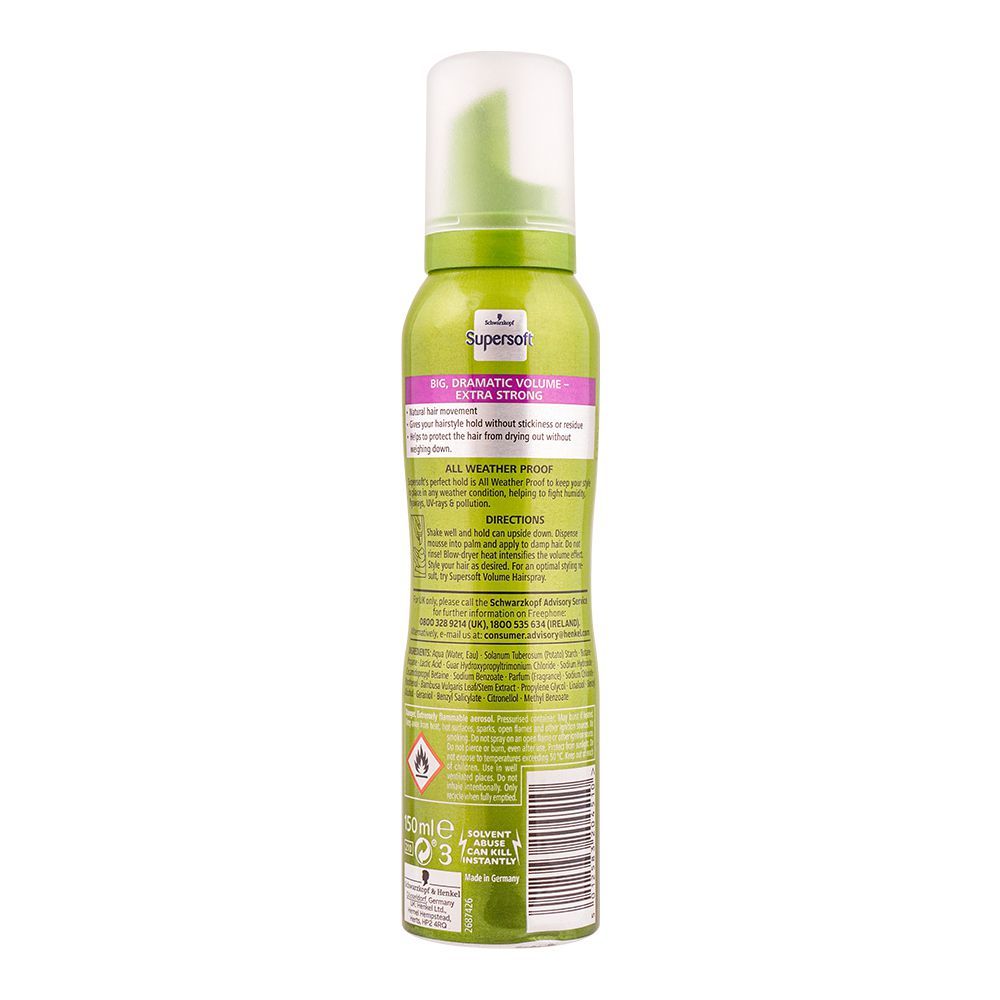 Buy Schwarzkopf Supersoft Volume Mousse, Big, Dramatic Volume, Extra ...