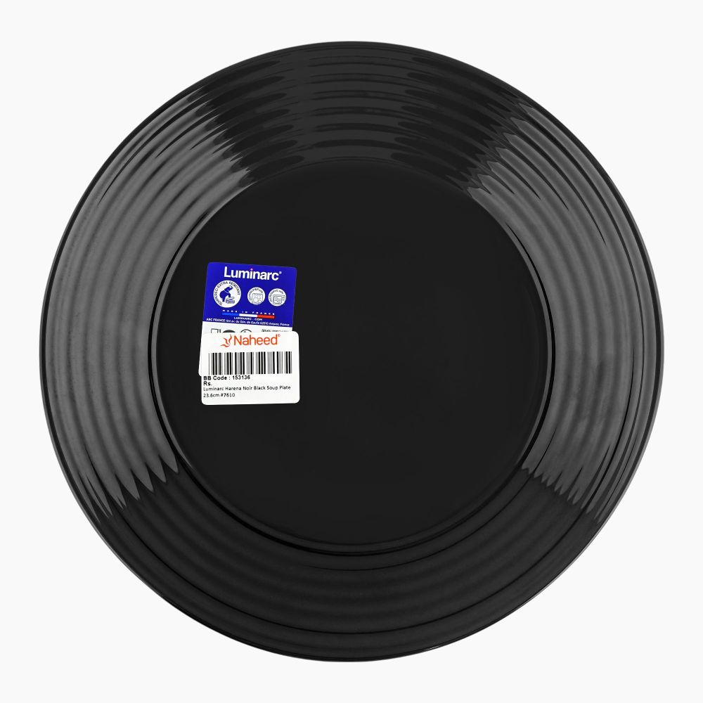 Luminarc Harena Noir Soup Plate, 23.6cm, Black, 7610