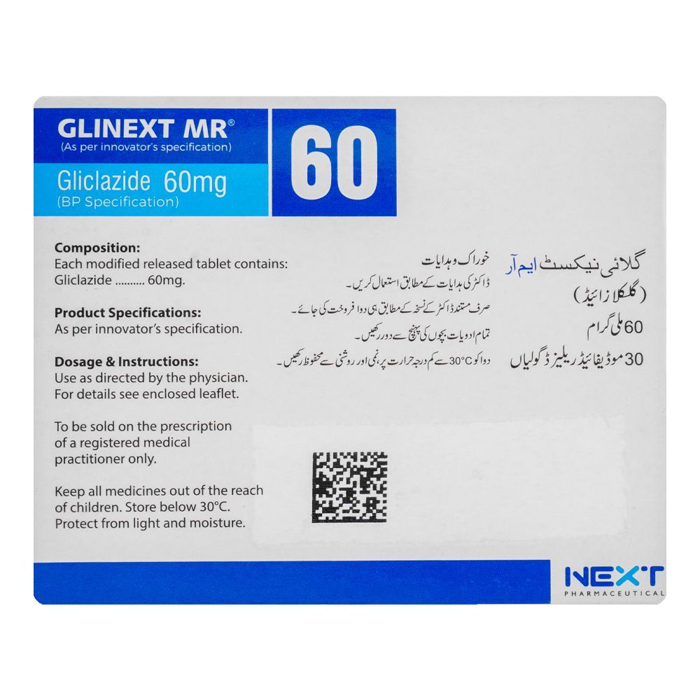 Purchase Next Pharmaceuticals Glinext MR Tablet, 60mg, 30-Pack Online ...