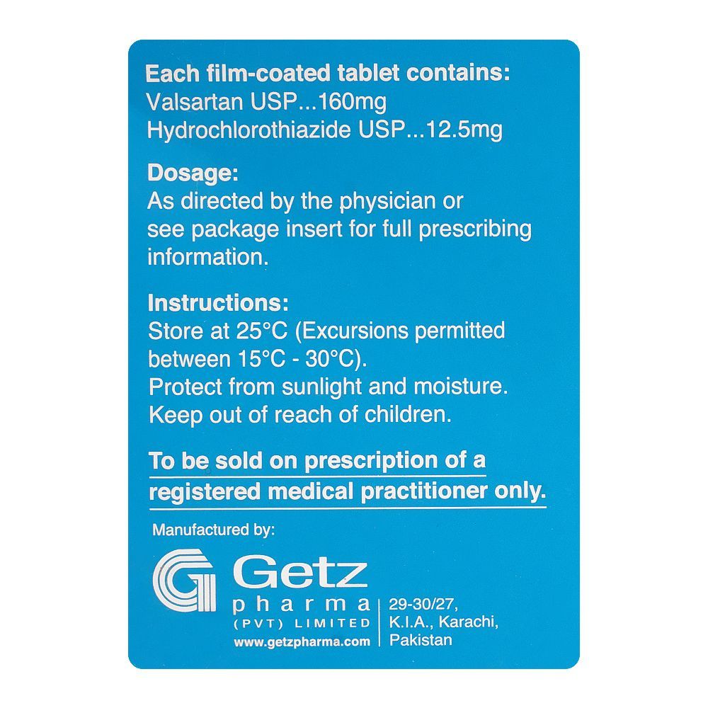 Buy Getz Pharma Cova-H Tablet, 160mg + 12.5mg, 14-Pack Online at Best ...