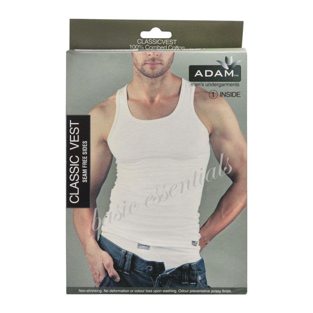 Order Adam Classic Men's Vest, 1 Pack, White, U-9009 Online In Pakistan