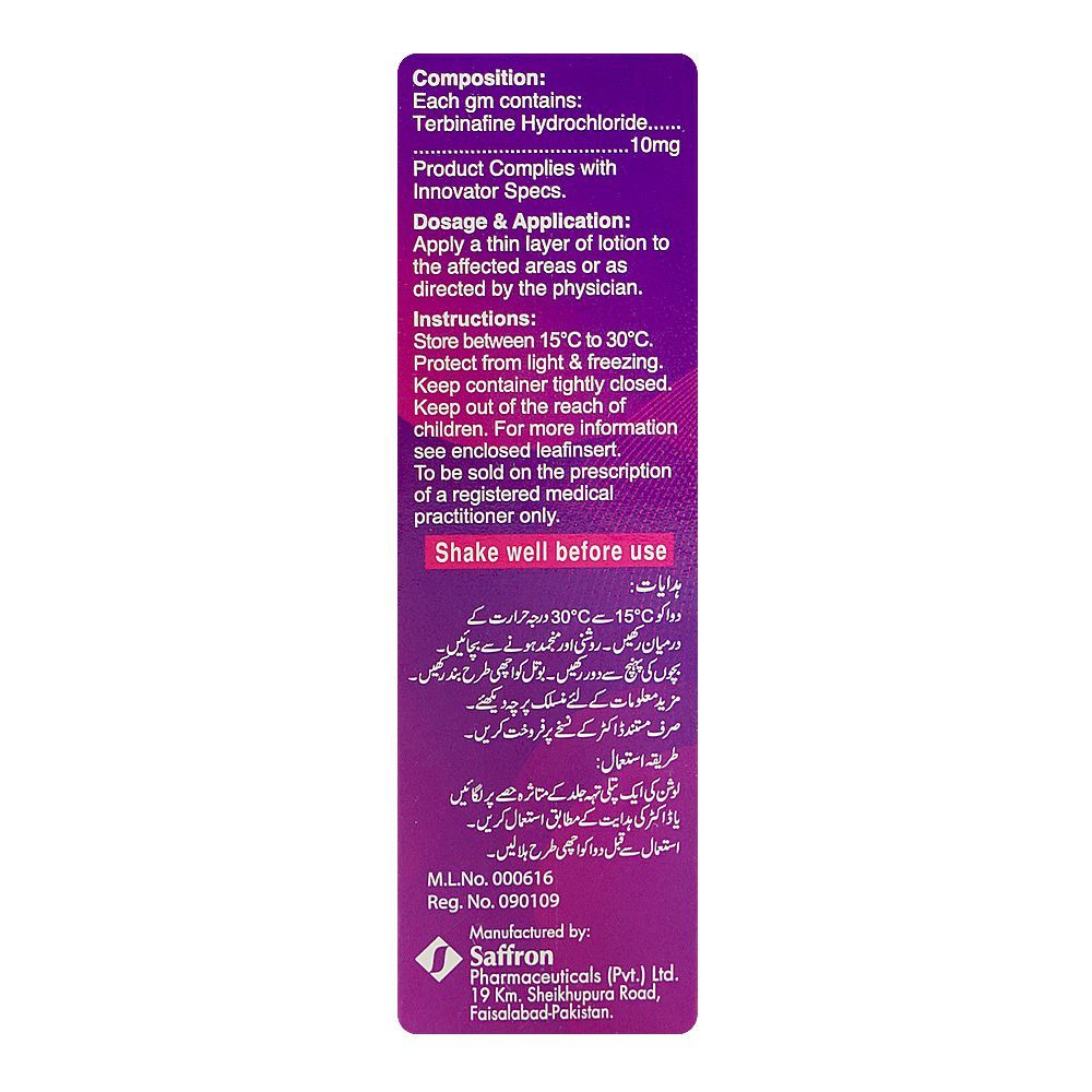 Saffron Pharmaceuticals Terbisil Anti-Fungal Lotion, 20ml