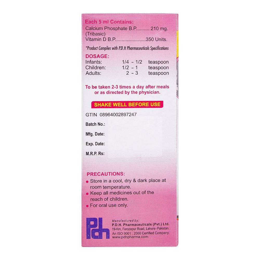 Purchase P.D.H. Calcium-P Syrup, For All Ages, 110ml Online at Special ...