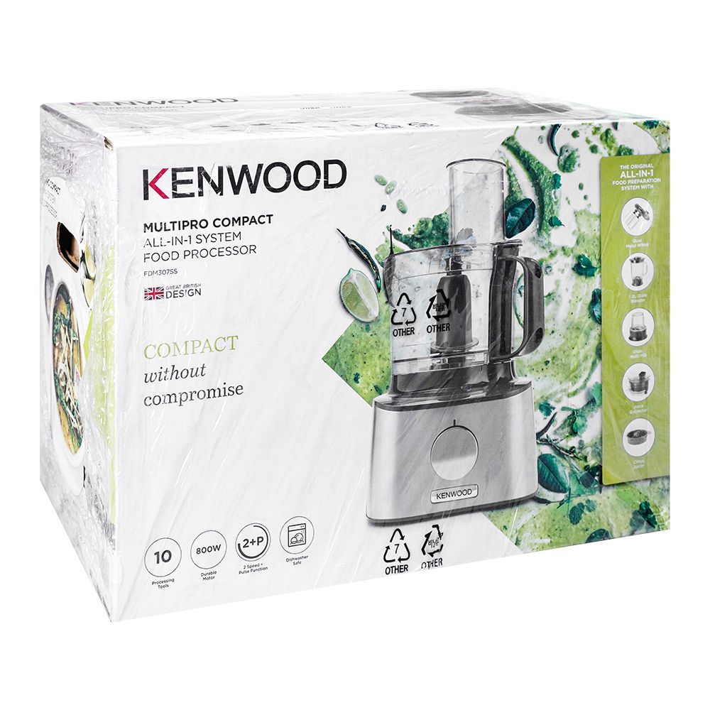 Buy Kenwood Multi Pro Compact Food Processor, 800W, FDM-307SS Online at ...