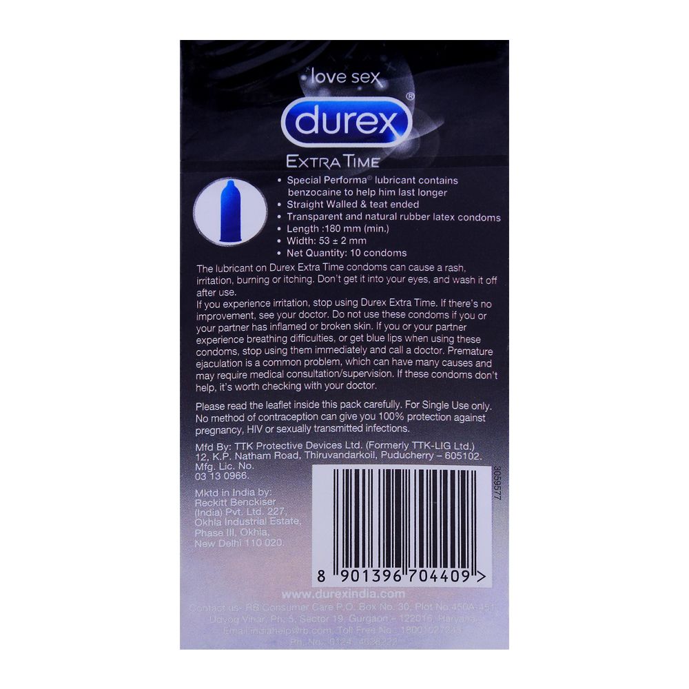 Buy Durex Extra Time For Longer Lasting Pleasure Condoms 10-Pack Online ...