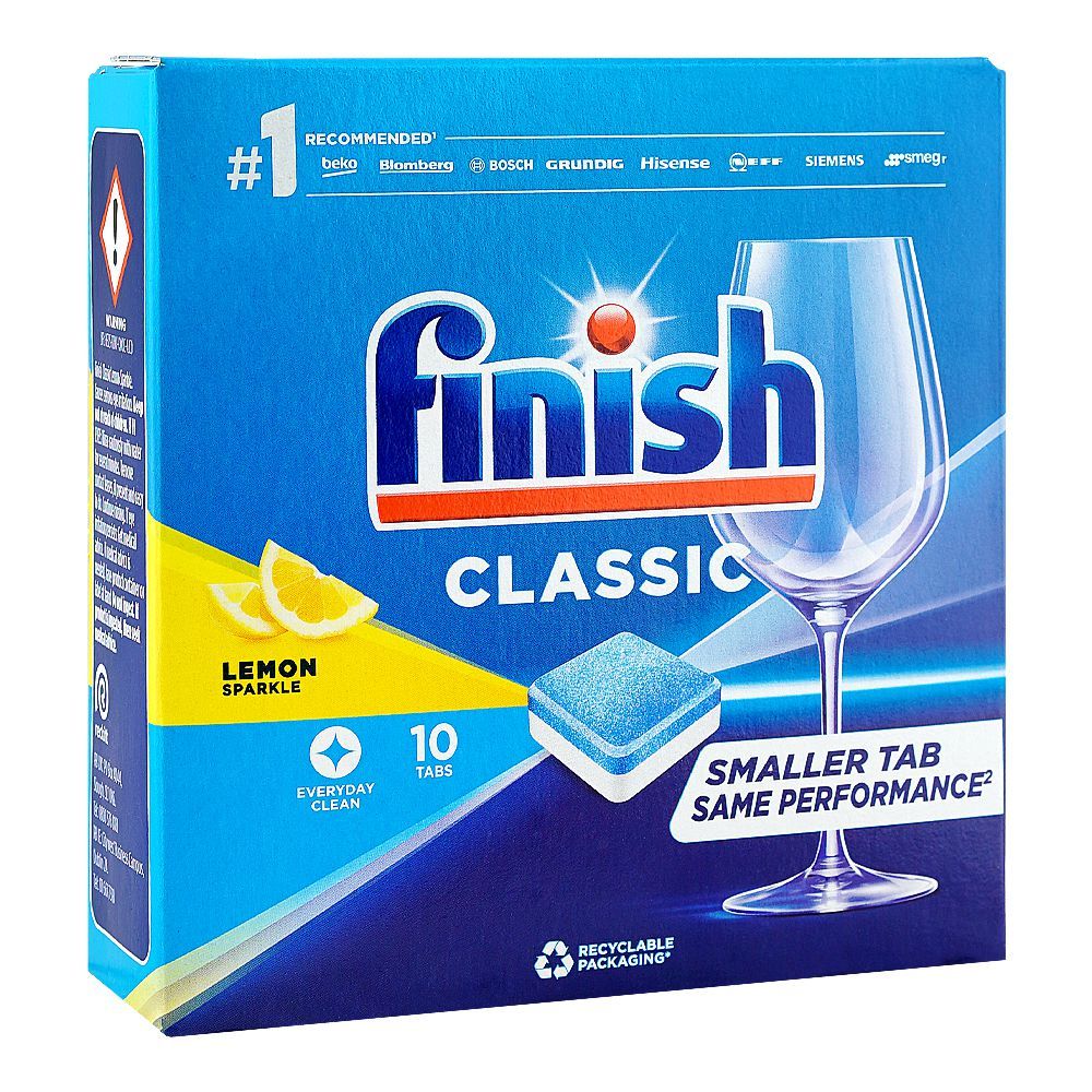 Finish Classic Lemon Sparkle Dishwasher Detergent Tablets Box, 10-Pack ...