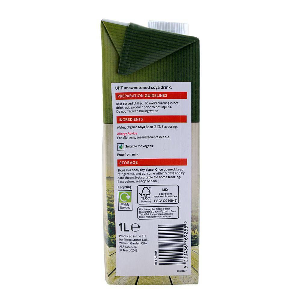 Buy Tesco Organic Unsweetened Soya Drink 1 Liter Online at Special ...