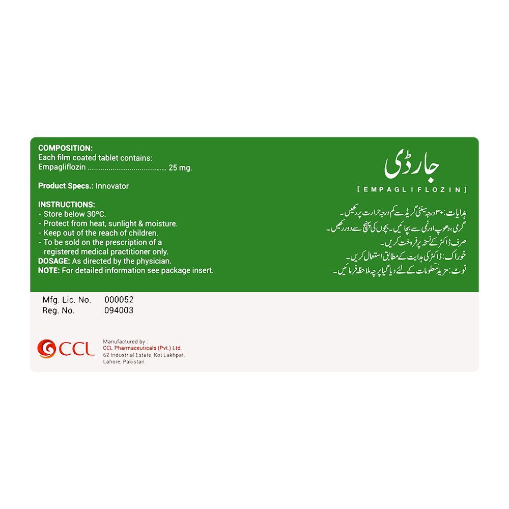 Purchase CCL Pharmaceuticals Jardy Tablet, 25mg, 14-Pack Online at ...