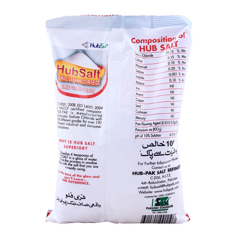 Order HubSalt Vacuum Fine Grain Salt, 800g Online at Special Price in ...